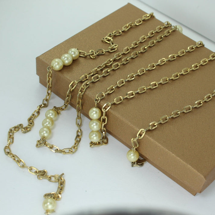 Alice Caviness Necklace Chain Goldtone Triple Pearls Opera Length Long ...