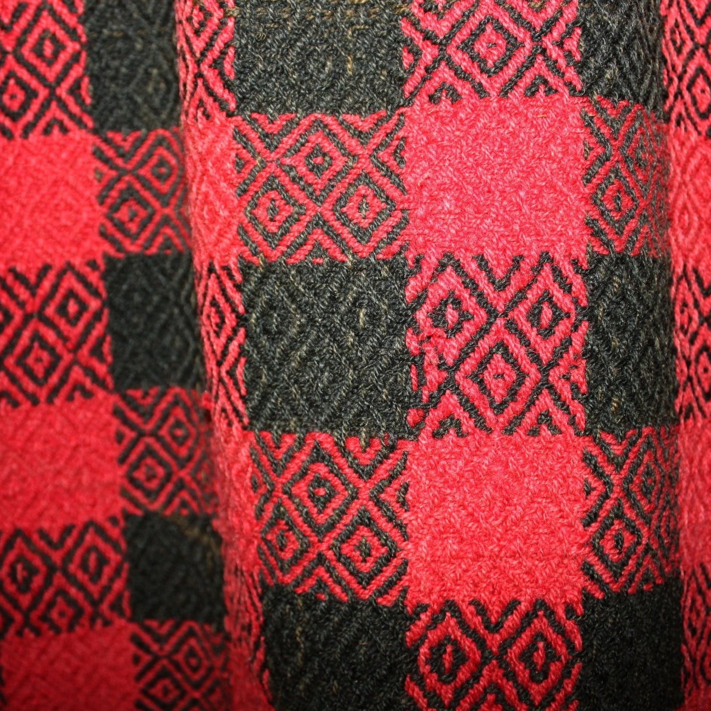 Antique 1800's Wool Coverlet Blanket Red Black Checkerboard 66" X 92 ...