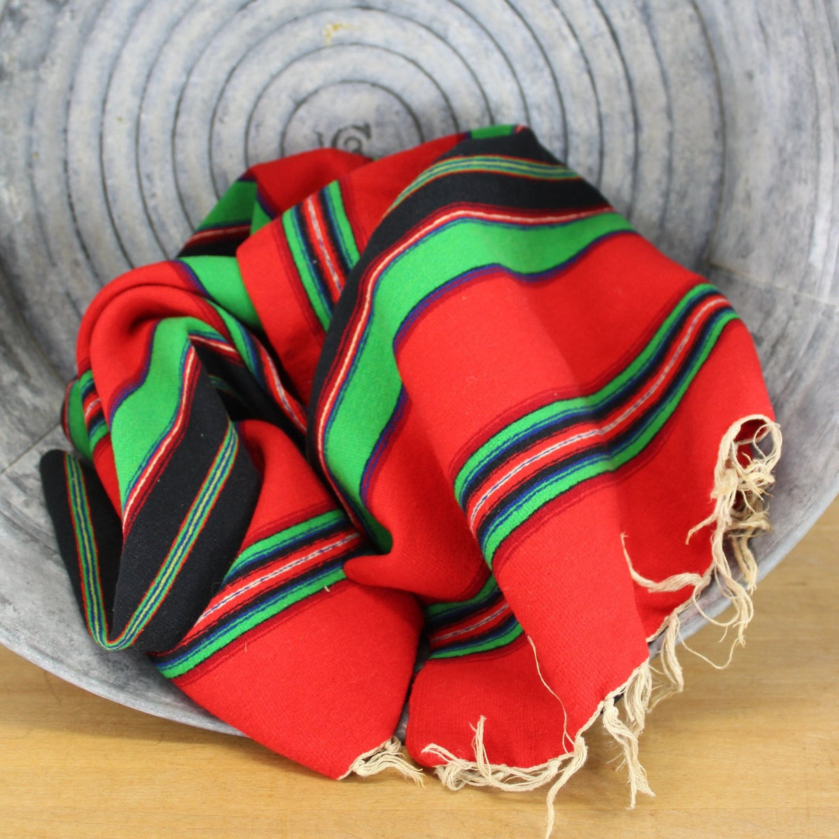 Ukraine Estate Woven Wool Runner - Bed Decor Shawl - Red Royal Blue Gr ...