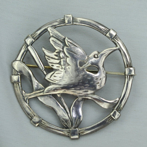 BRKS Sterling Silver Pin - Antique Crane Detail Dimensional – Olde ...