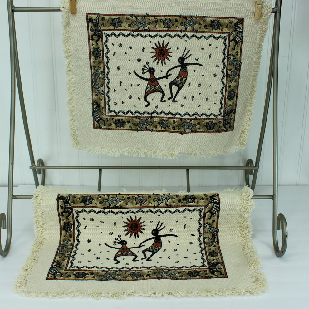 Pair Place Mats Native American Design Kachina Turtle Gecko – Olde ...