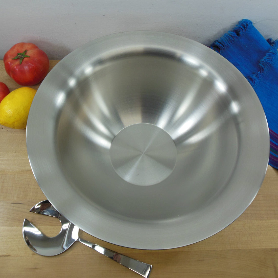 Magppie India Large Stainless Salad Serving Bowl Fork Spoon Set – Olde ...